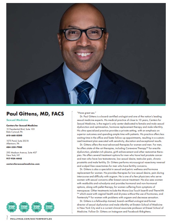 Dr. Gittens selected as Top Doctor by Philly Magazine in 2023 | Rockwell Centers for Sexual ...